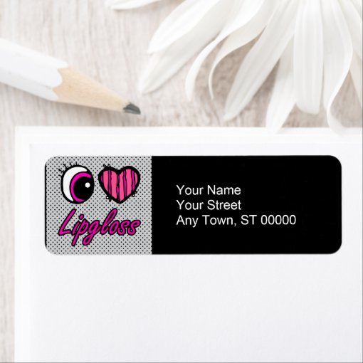 Emo Eye Heart I Love Lipgloss Label | Zazzle