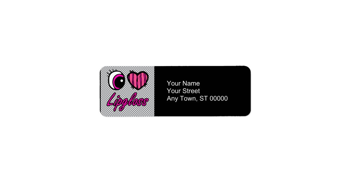 Emo Eye Heart I Love Lipgloss Label | Zazzle