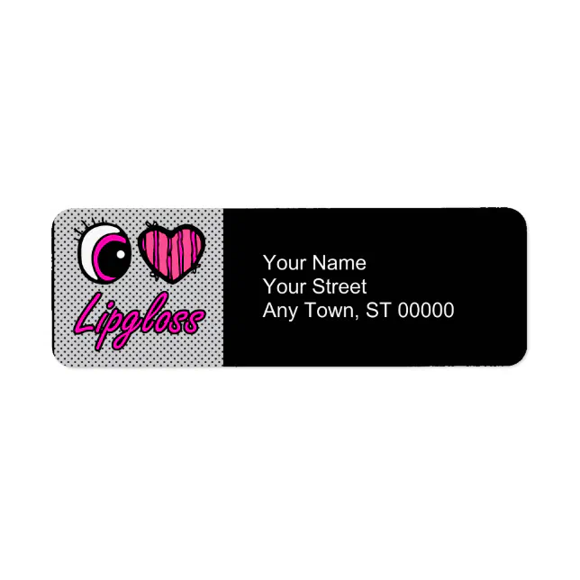 Emo Eye Heart I Love Lipgloss Label | Zazzle