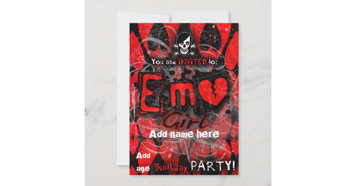 Emo Girl Party Invite | Zazzle
