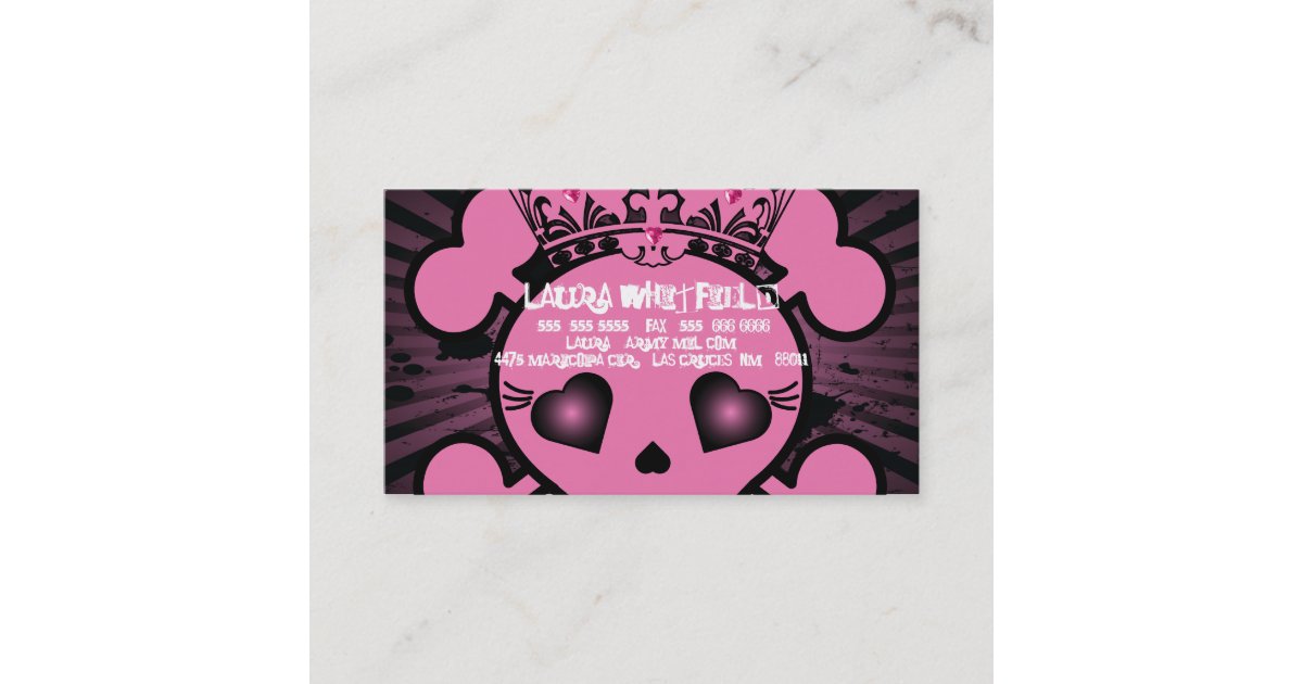 EMO Pink Skull Crossbones Girly Business Card | Zazzle