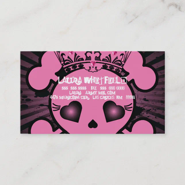 EMO Pink Skull Crossbones Girly Business Card | Zazzle