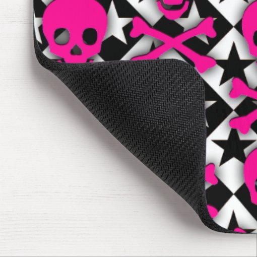 Emo Pink Skulls & Stars Mouse Pad | Zazzle