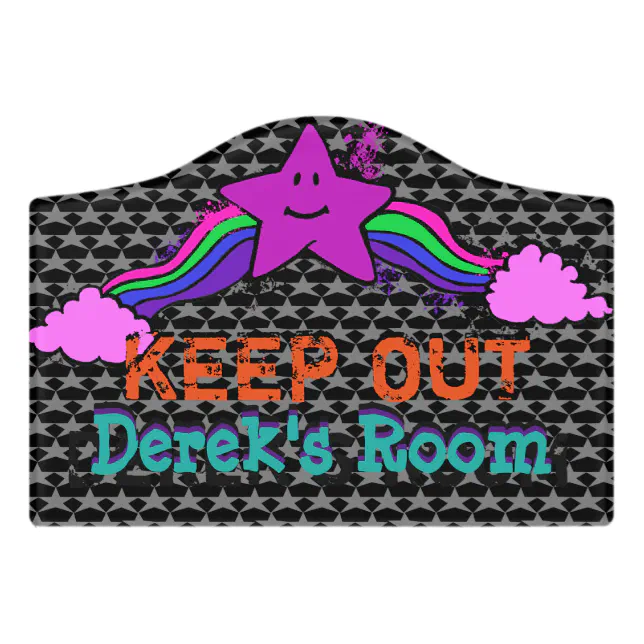 Emo Rainbow Star Custom Room Sign | Zazzle