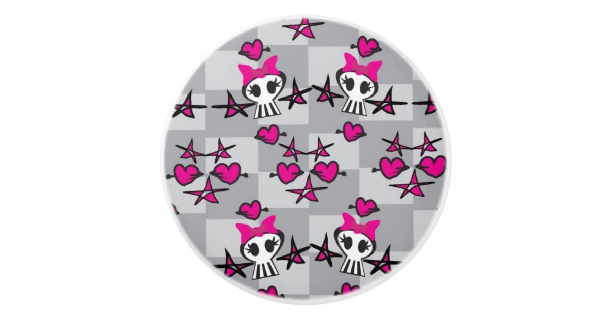 Emo Skulls Pattern Ceramic Knob | Zazzle