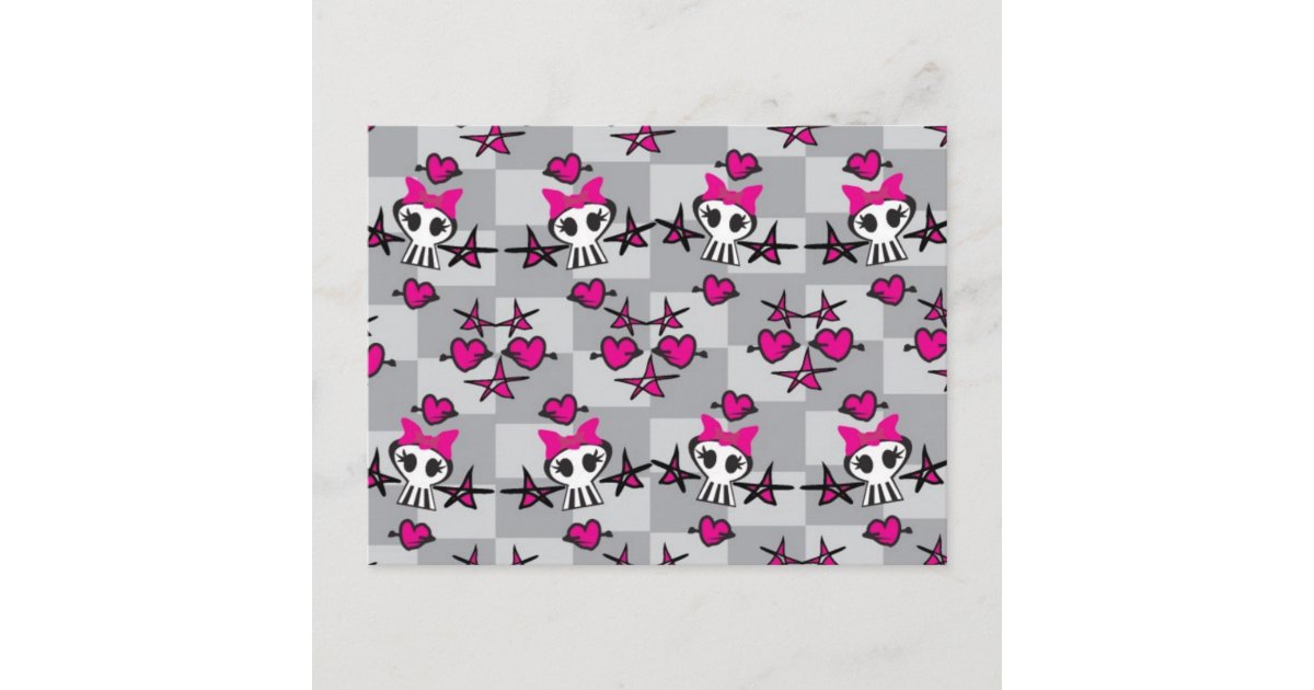 Emo Skulls Pattern Postcard | Zazzle