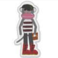 Emo Sock Monkey Funny Mopey Cartoon Art Sticker | Zazzle