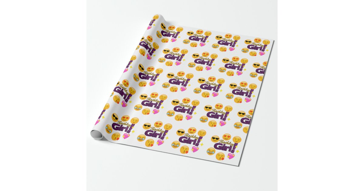 Emoji Birthday Girl Wrapping Paper | Zazzle