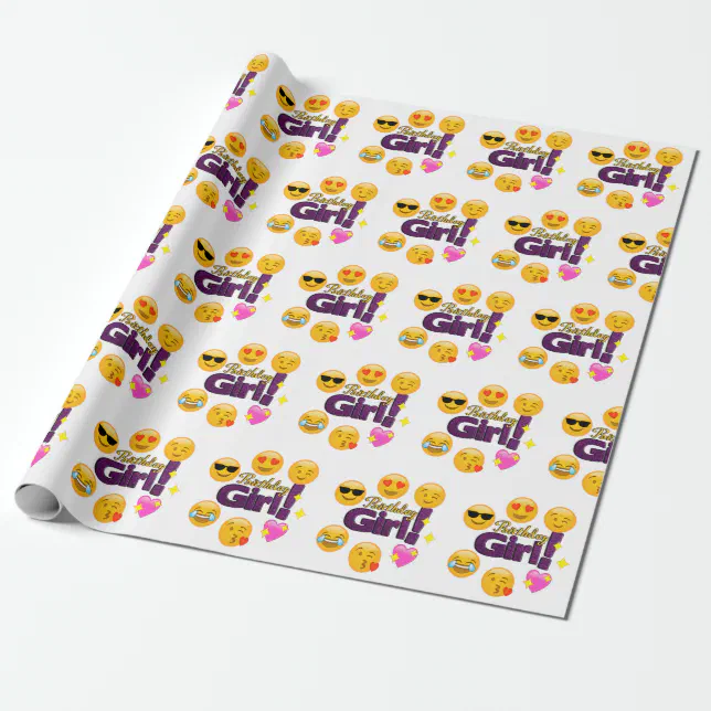Emoji Birthday Girl Wrapping Paper | Zazzle