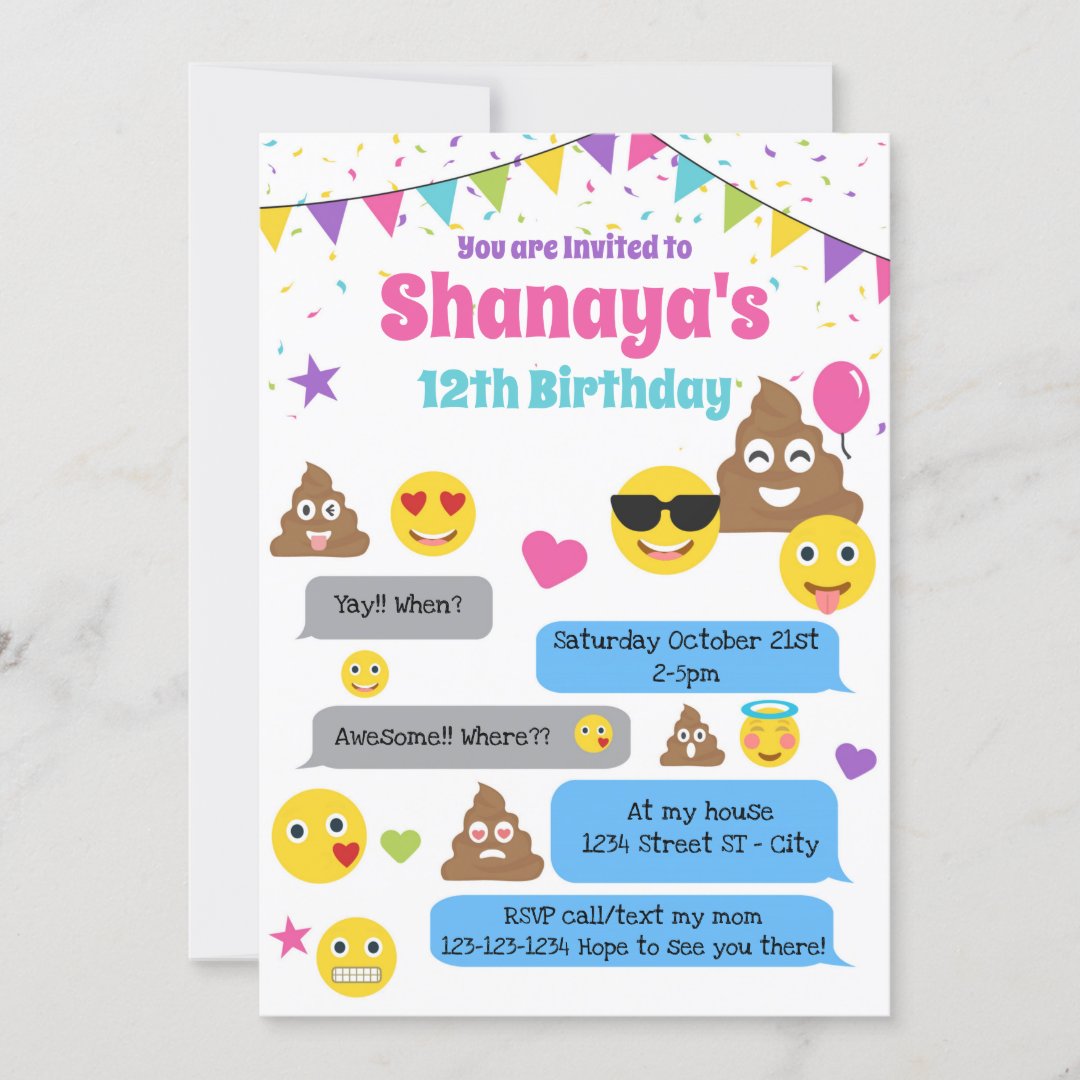 Emoji birthday invitation, Emoji Party Invite | Zazzle
