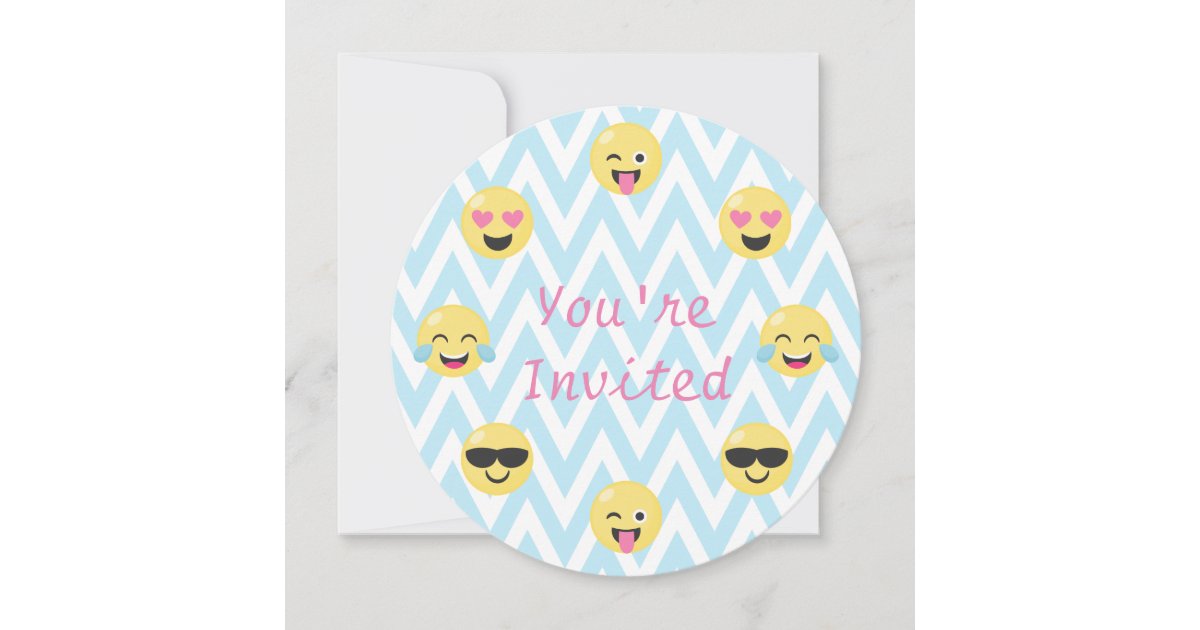 Emoji Birthday Party Invite (round w/envelope) | Zazzle
