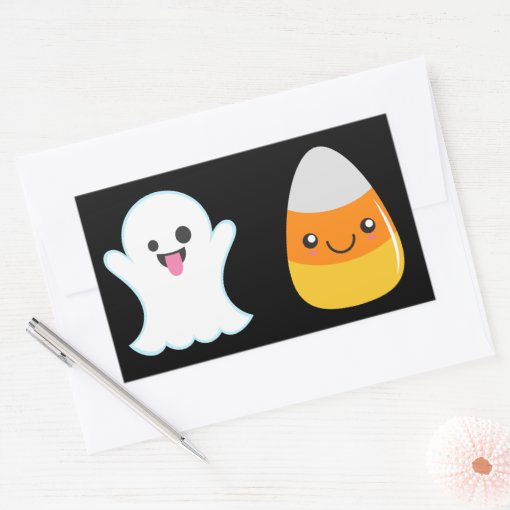 Emoji Halloween Ghost & Candy Corn Stickers | Zazzle