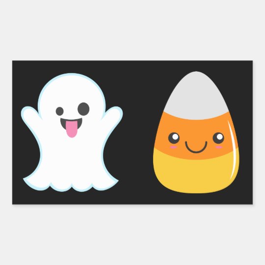 Emoji Halloween Ghost & Candy Corn Stickers | Zazzle.com