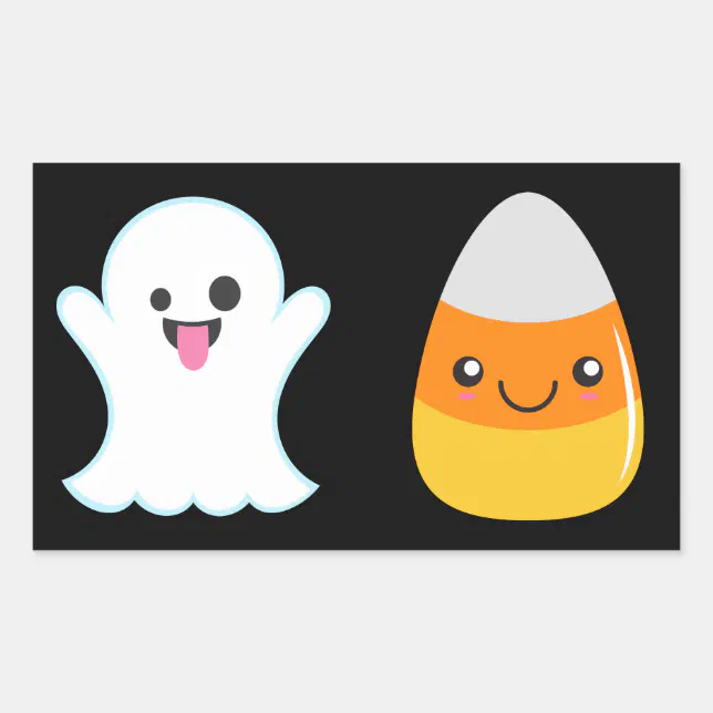 Emoji Halloween Ghost & Candy Corn Stickers | Zazzle