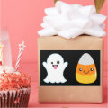 Emoji Halloween Ghost & Candy Corn Stickers | Zazzle