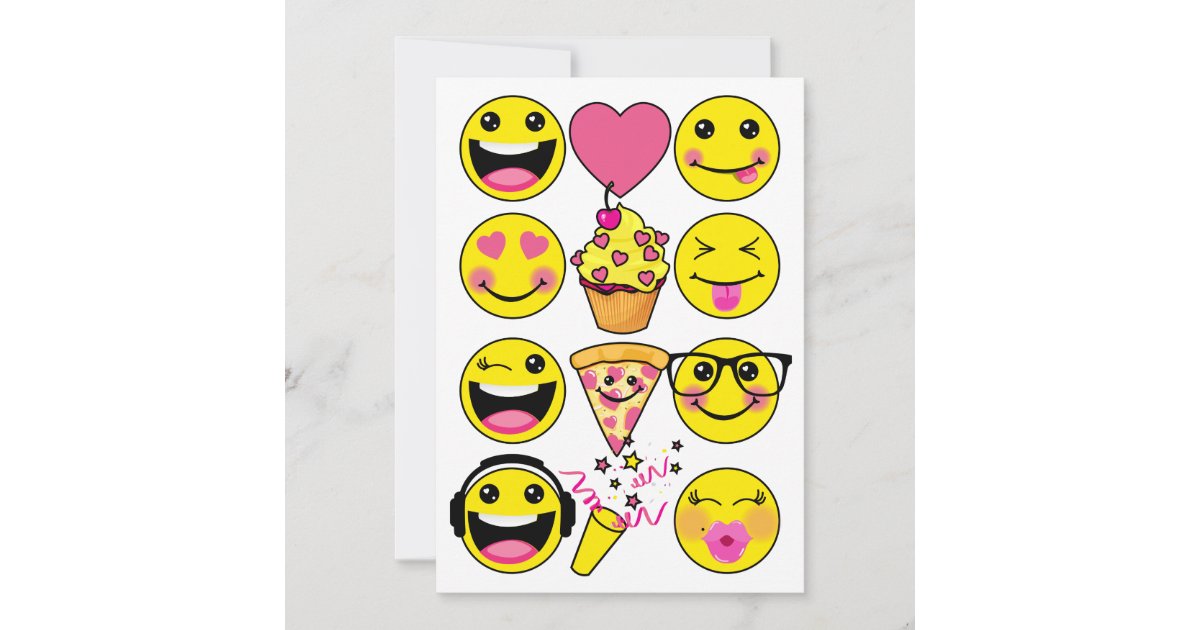 Emoji Inspired Birthday Party Invitation | Zazzle
