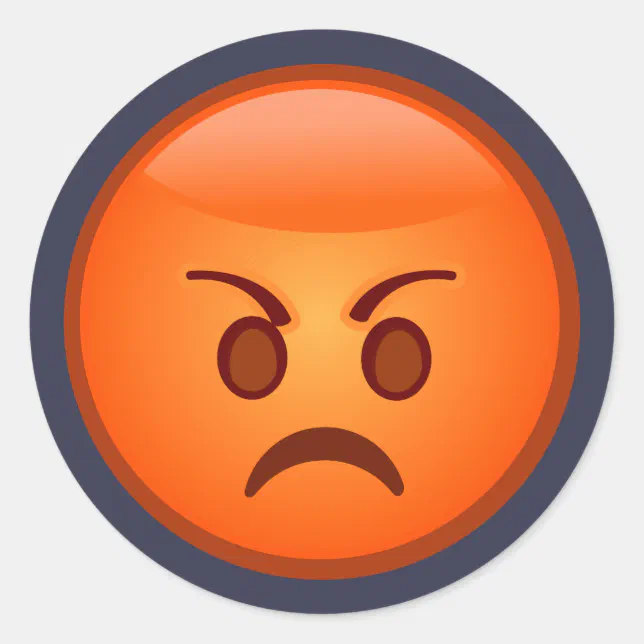 Emoji Mad Face Classic Round Sticker | Zazzle