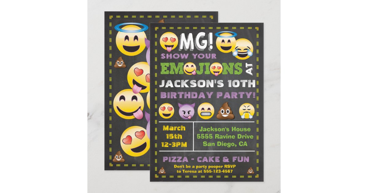 Emoji Party OMG Birthay Invitation | Zazzle