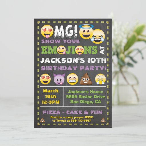 Emoji Party OMG Birthay Invitation | Zazzle