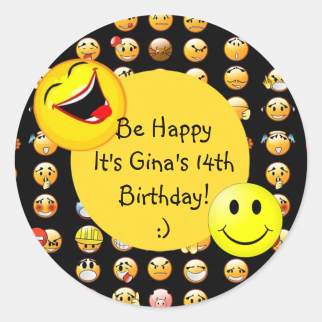 Emoji Party Personalized invitation Classic Round Sticker | Zazzle