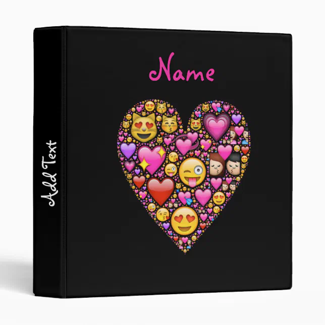 EMOJI Pink Black Girls Love Emoticons Party Binder | Zazzle