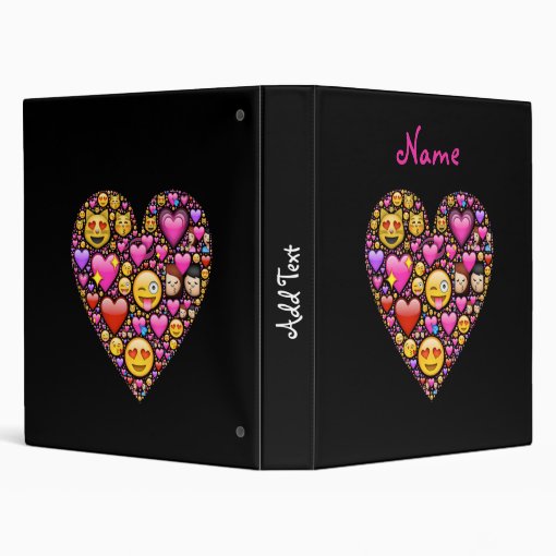 EMOJI Pink Black Girls Love Emoticons Party Binder | Zazzle