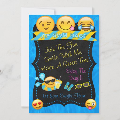 Emoji Pool Party Birthday Invitation | Zazzle