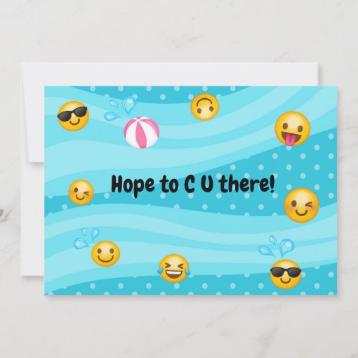 Emoji Pool Party Birthday Invitations | Zazzle