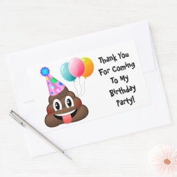 Emoji Poop Birthday Party Thank You Stickers | Zazzle