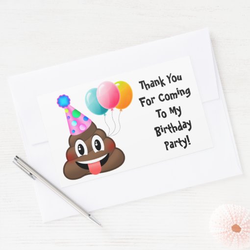 Emoji Poop Birthday Party Thank You Stickers | Zazzle