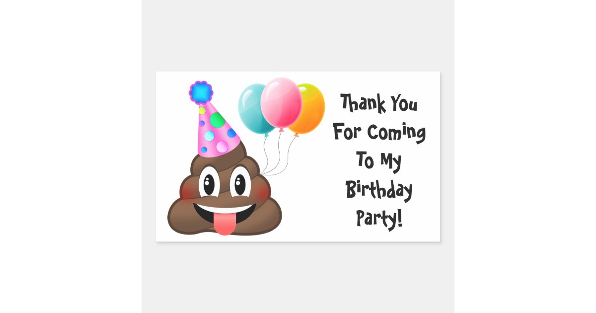 Emoji Poop Birthday Party Thank You Stickers | Zazzle