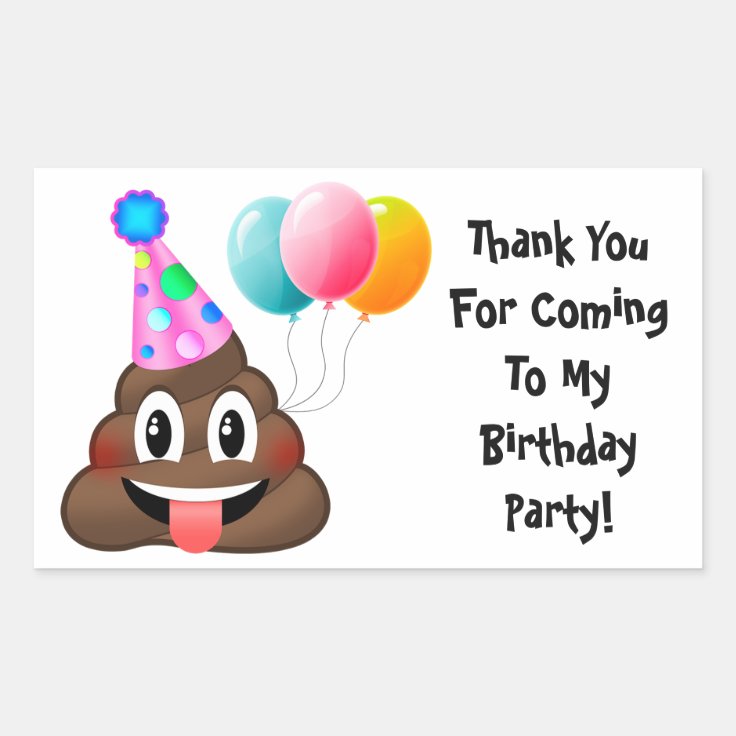 Emoji Poop Birthday Party Thank You Stickers | Zazzle