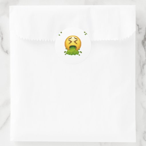 emoji puking classic round sticker | Zazzle