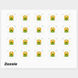 emoji puking classic round sticker | Zazzle