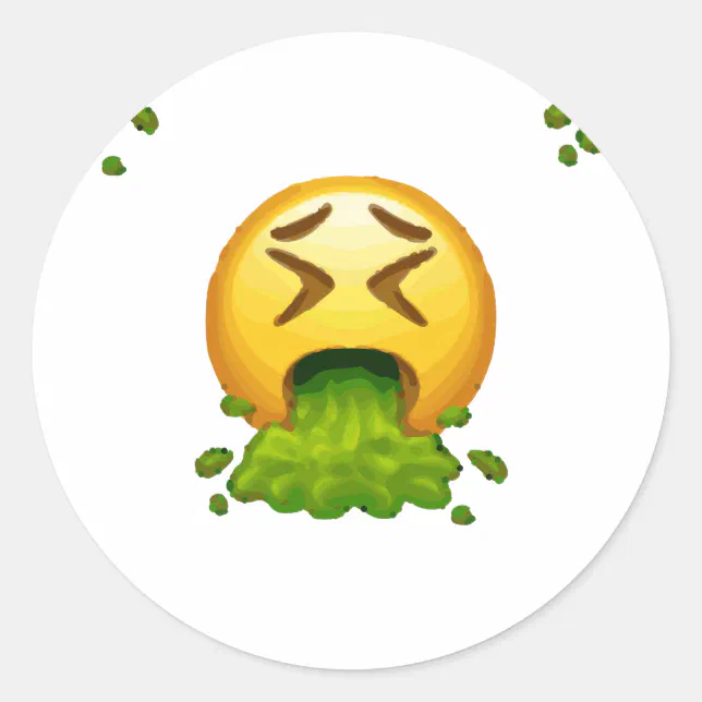 emoji puking classic round sticker | Zazzle