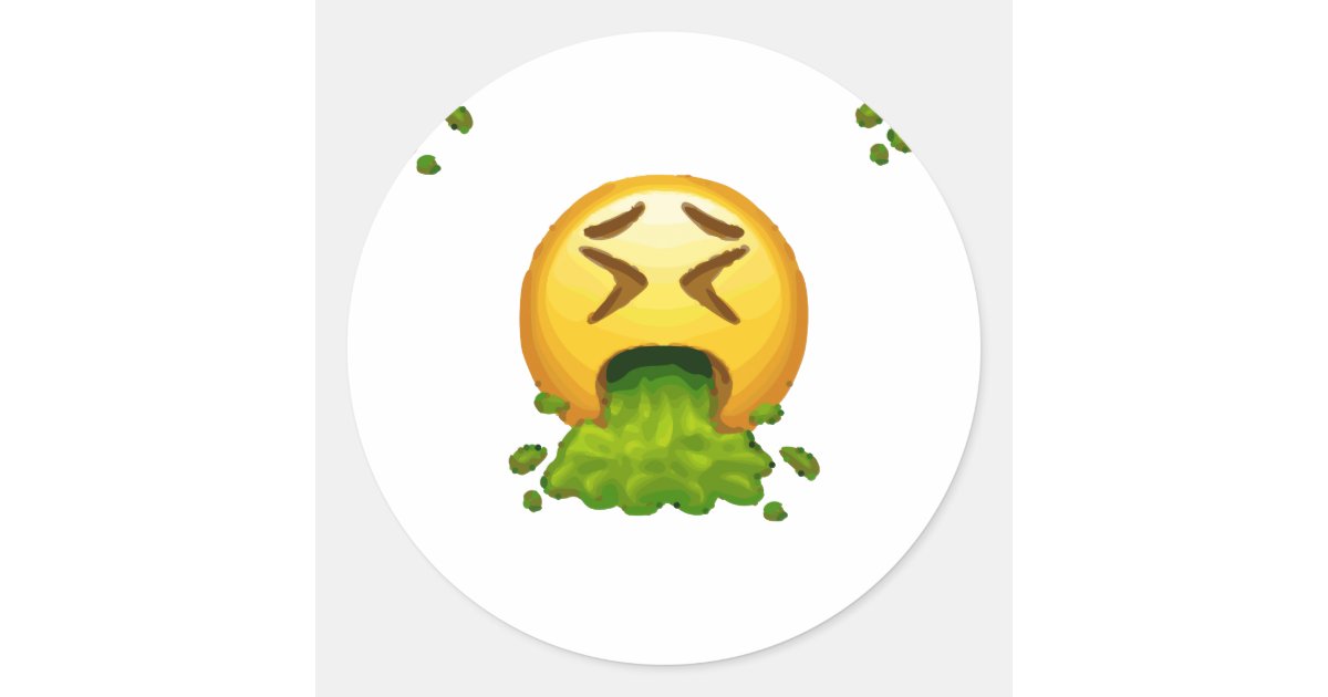 emoji puking classic round sticker | Zazzle