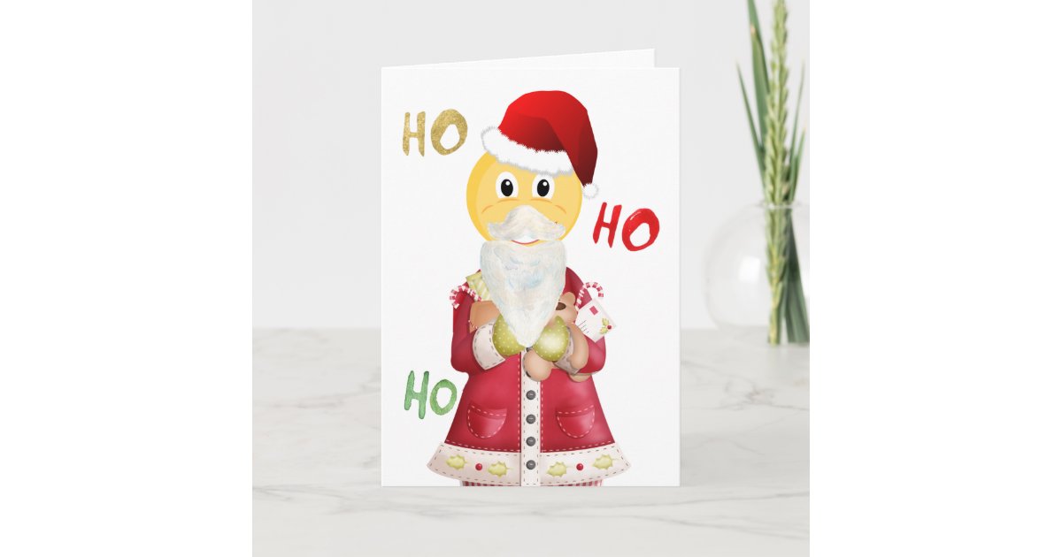 Emoji Santa Christmas Card | Zazzle