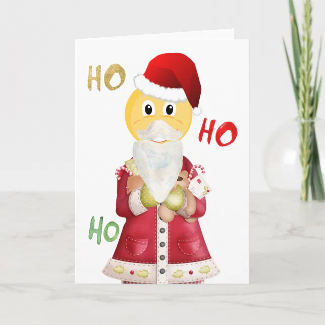 Emoji Santa Christmas Card | Zazzle