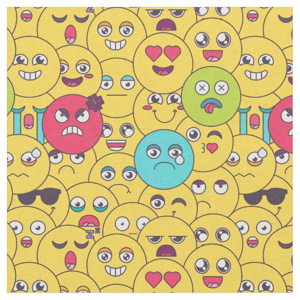 Colorful Emoji Faces Fabric | Zazzle