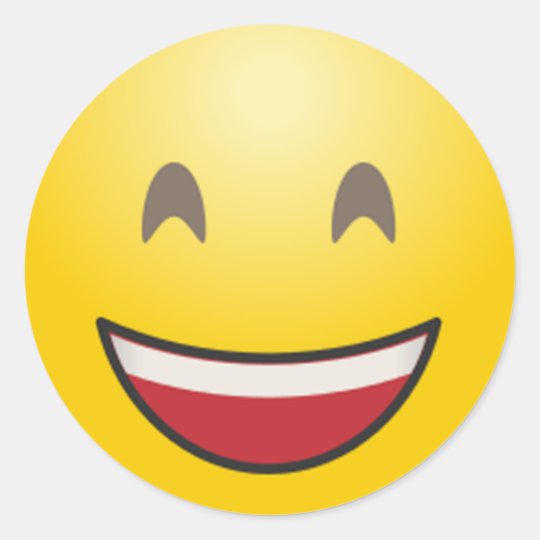 Emoji smiling face with open mouth & smiling eyes classic round sticker ...