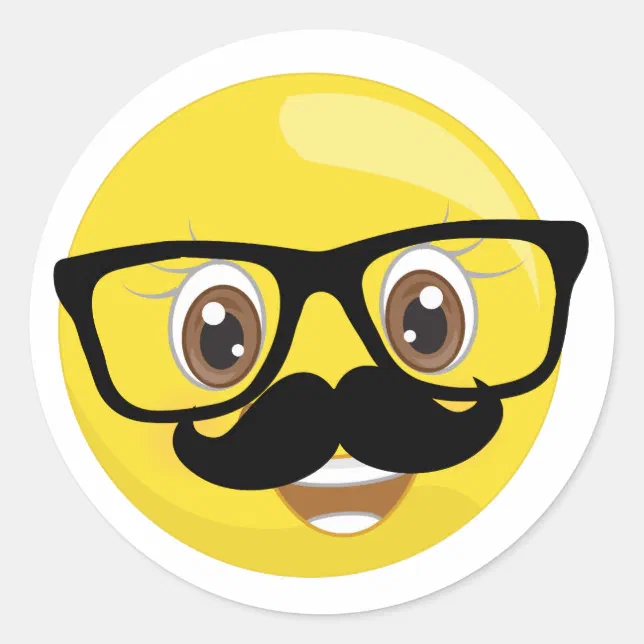 Emoji Stickers With Mustache and Glasses | Zazzle