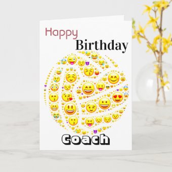 Emoji Theme Personalised Netball Coach Birthday Card | Zazzle