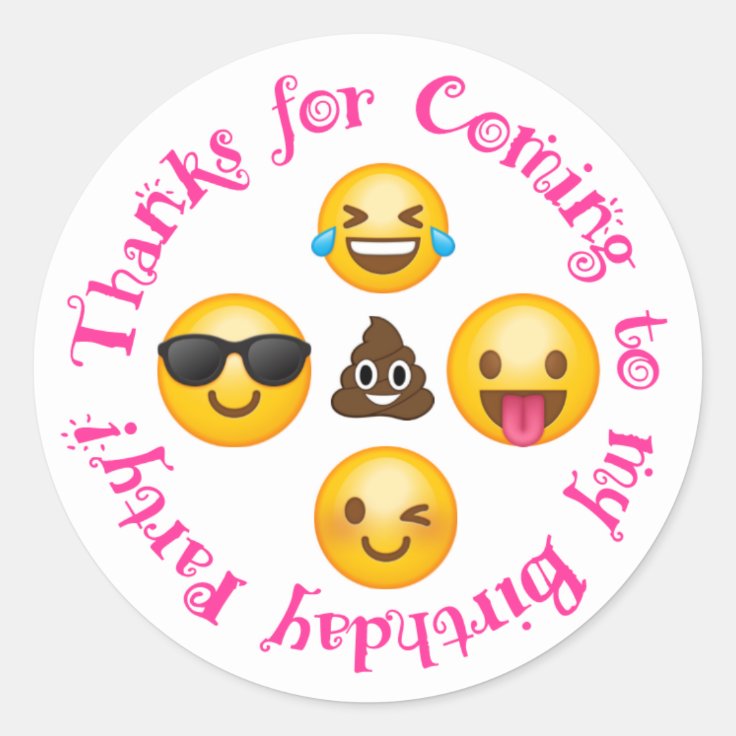 Emoji themed thank you sticker | Zazzle