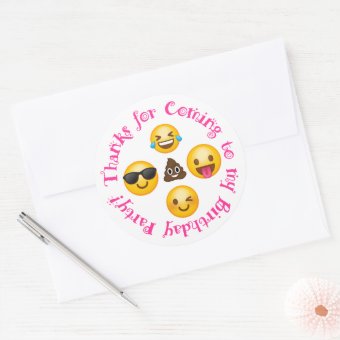 Emoji themed thank you sticker | Zazzle