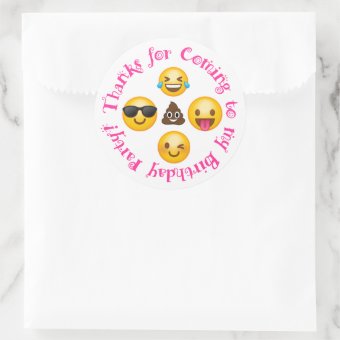 Emoji themed thank you sticker | Zazzle