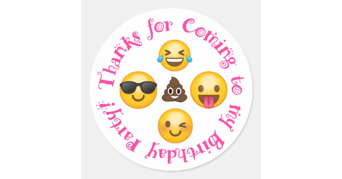 Emoji themed thank you sticker | Zazzle
