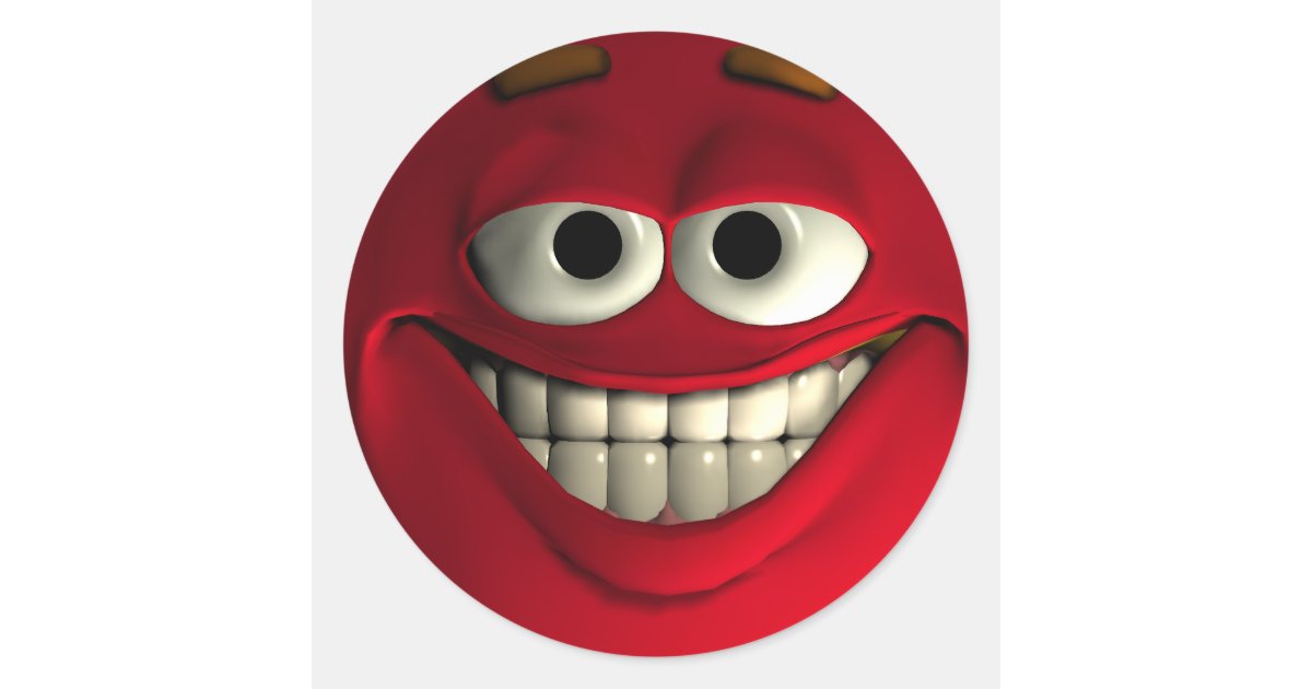 Emoticon Red Classic Round Sticker | Zazzle