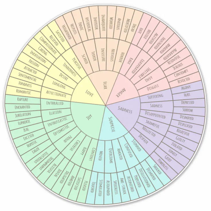 Emotion Wheel Chart Sticker | Zazzle