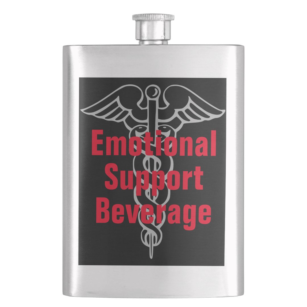 Emotional Support Beverage Funny Liquor Flask | Zazzle