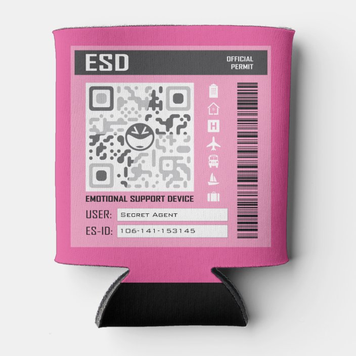 Emotional Support Device Pink Can Cooler | Zazzle.com